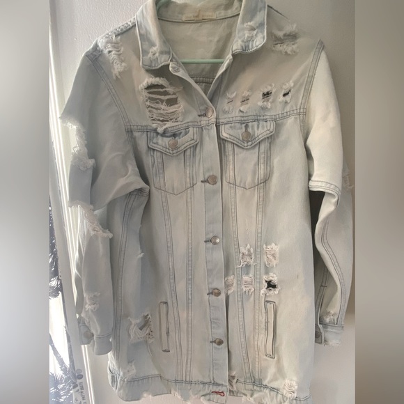 Hot & Delicious | Jackets & Coats | Long Distressed Denim Jacket | Poshmark